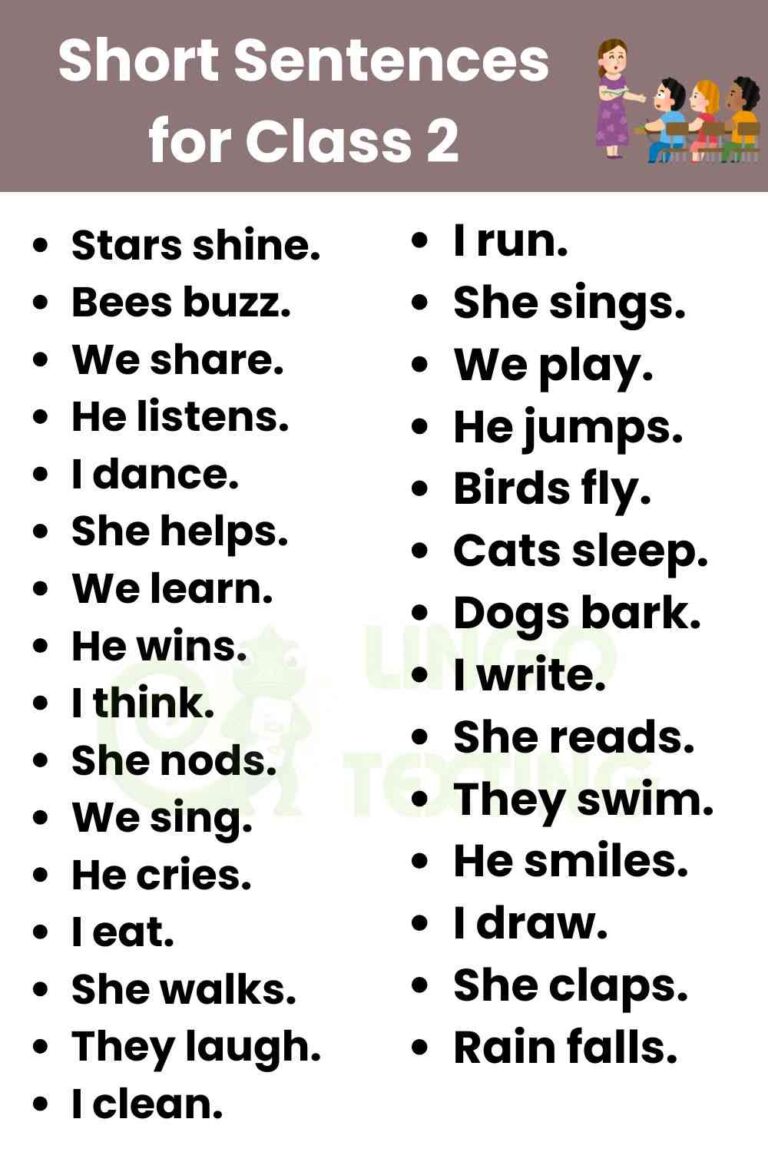 200+ Sentences for Class 2: Easy Examples, Practice and Exercises